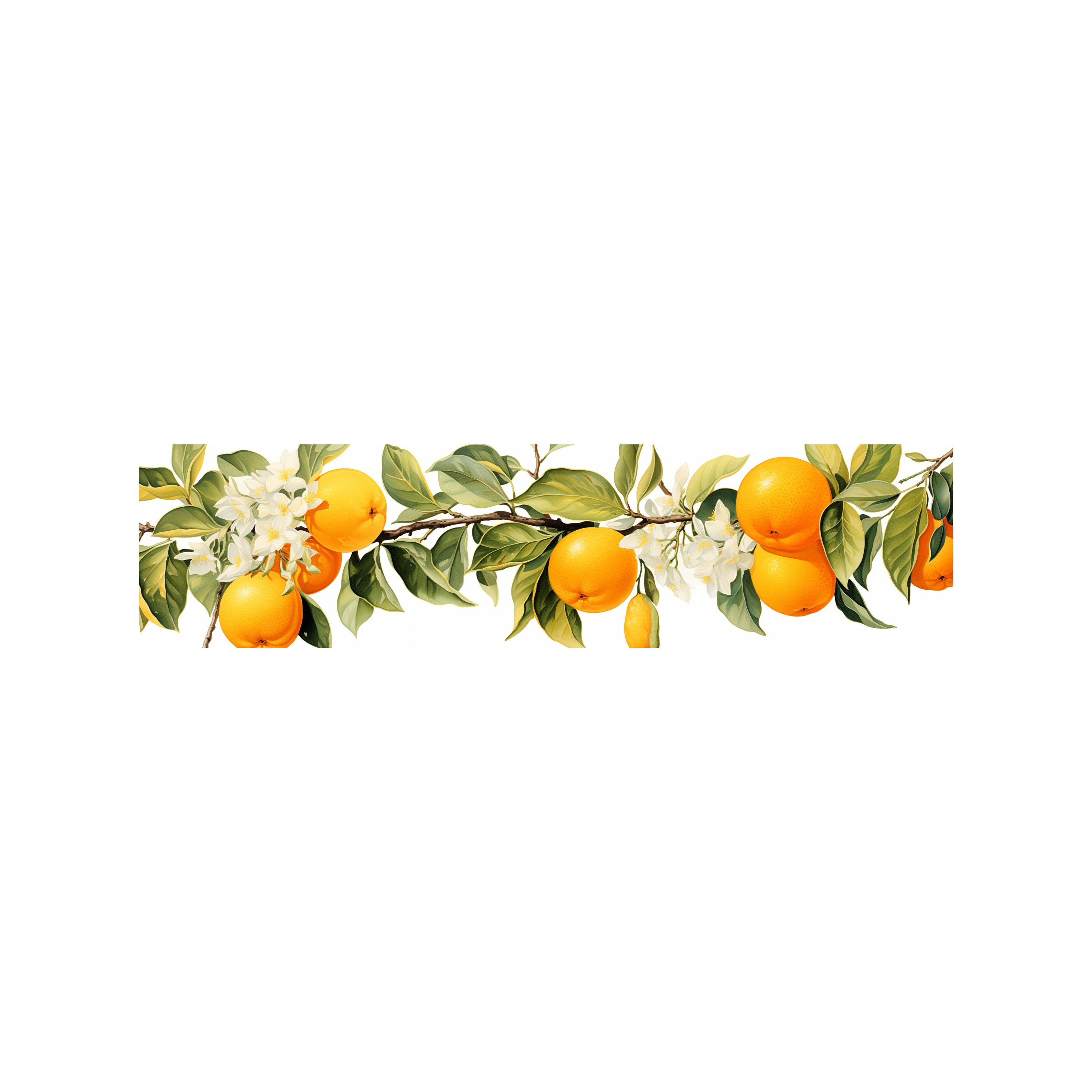 12 Orange Branch Border Clipart, Jpg, Orange Blanch Watercolor Clip Art ...