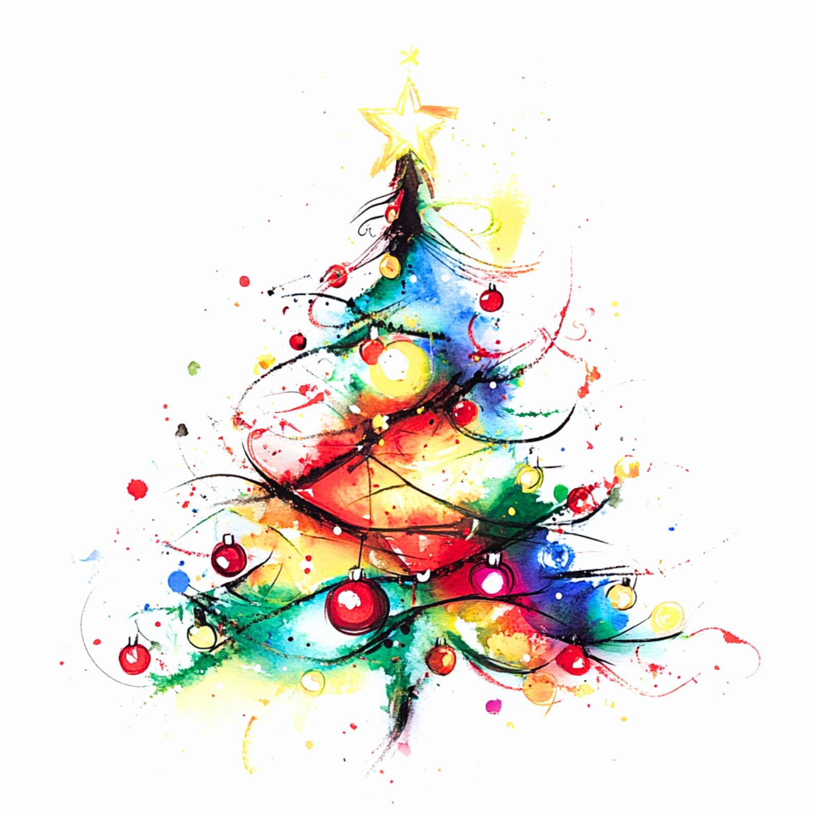 Watercolor Christmas Tree Clipart: Abstract Holiday Art (digital ...