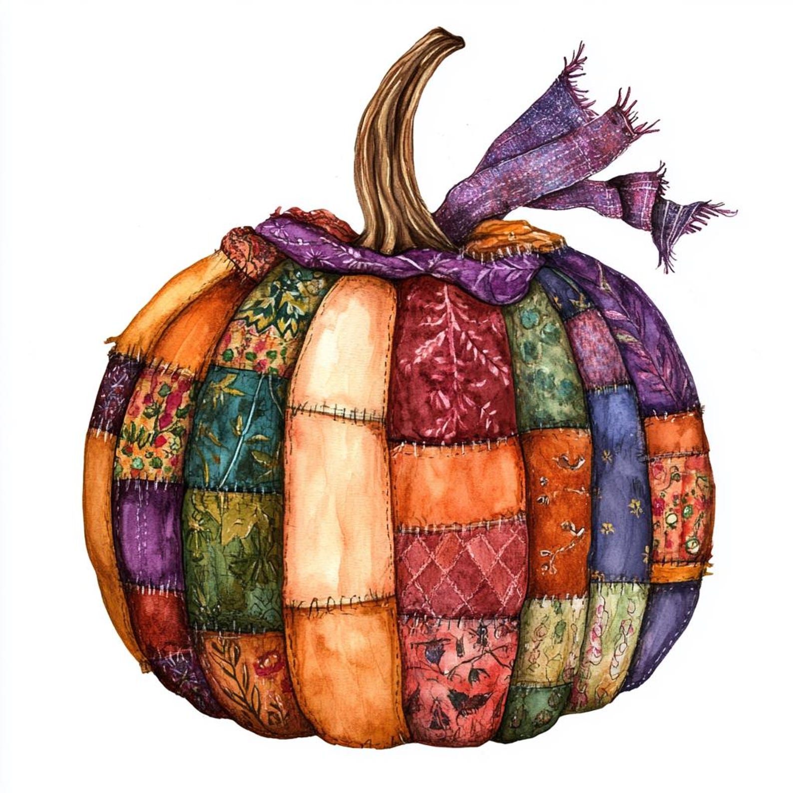 Pumpkins Patchwork Cliparts, Commercial Use Pumpkins Art, 10 Print ...