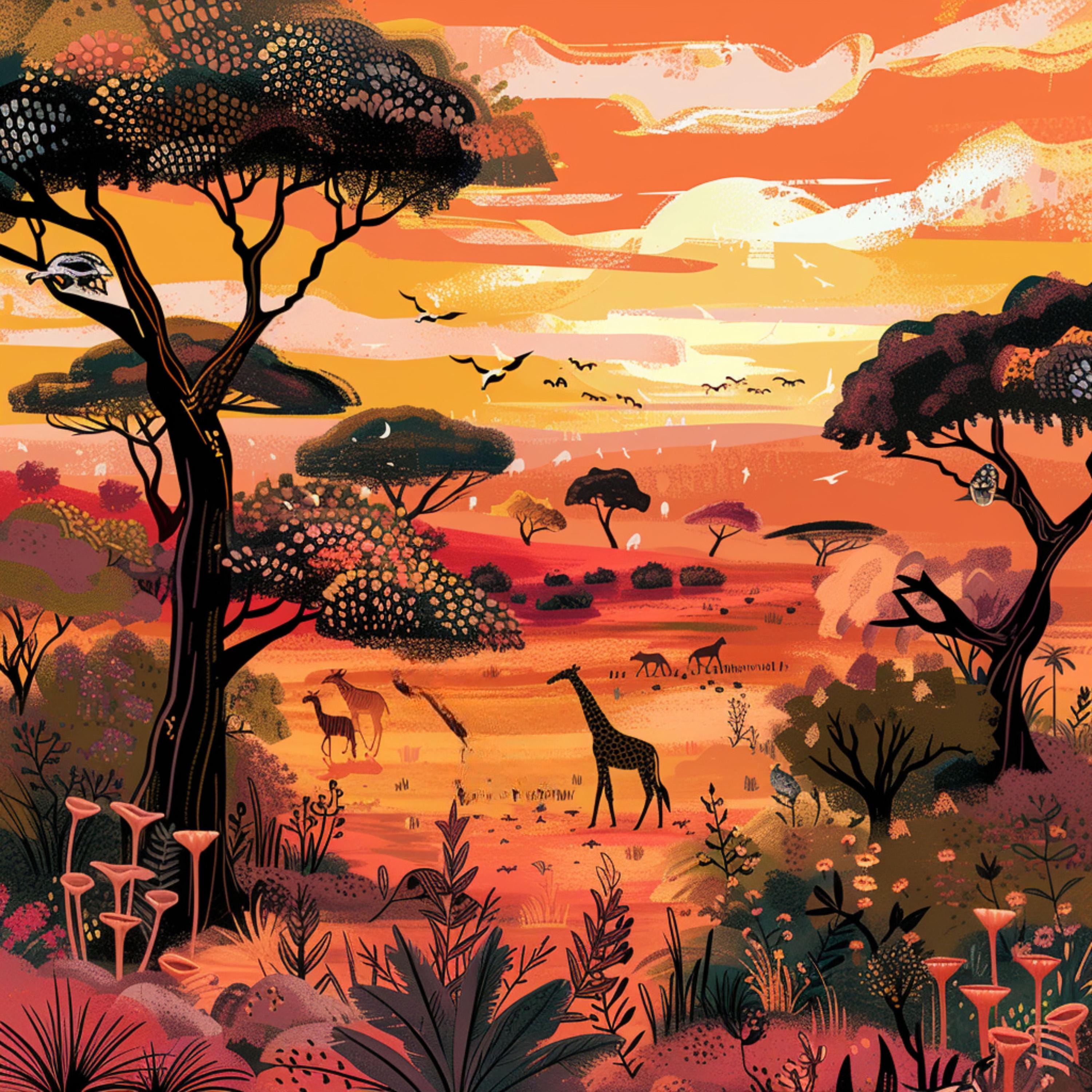 16 SAVANNAH SCENIC VIEW Clipart, Beautiful African Lanscape, Digital ...