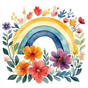 10 Rainbow Watercolor Clipart, JPG Cartoon Rainbow, Printable ...