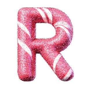 Pink Christmas Candy Alphabet Png: Glittering Candy Cane Font (digital ...