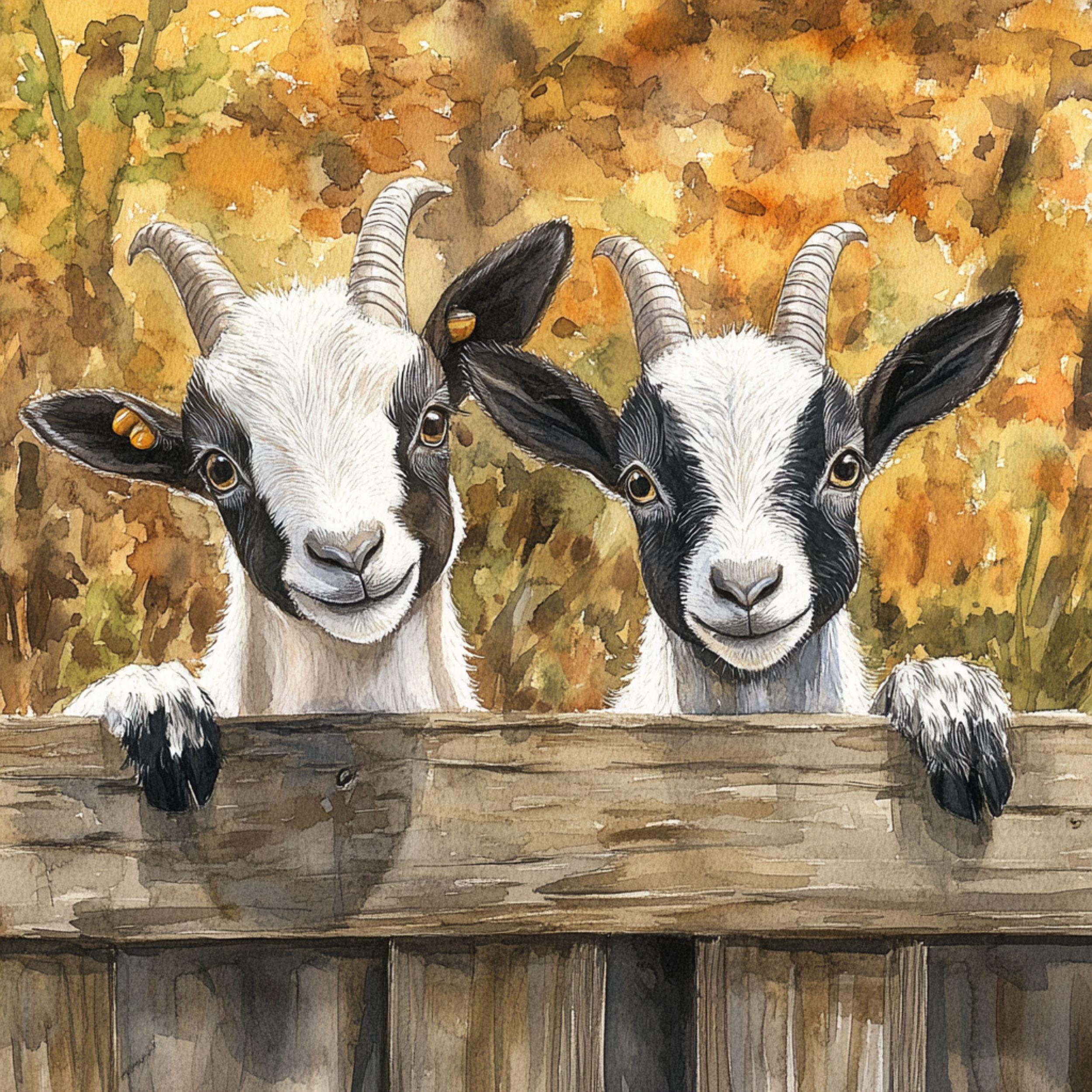 12 GOATS BEHIND the FENCE Clipart, Goat on a Farm Clipart, Goat ...