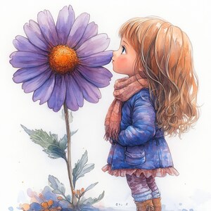Watercolor Baby Girl Clipart: Flower Illustrations (JPG) - Etsy