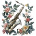 12 Floral Saxophone Clipart, PNG, Saxophone With Flowers Png, Printable ...
