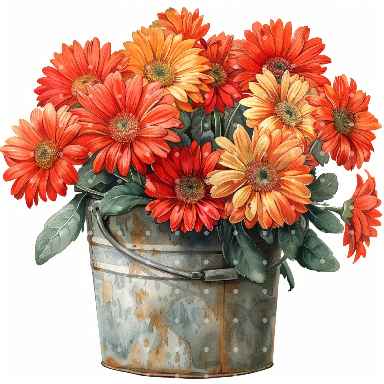 12 JPG Flower Buckets Clipart, Bucket With Flowers, High Quality, Digital Planner, Wall Art ...