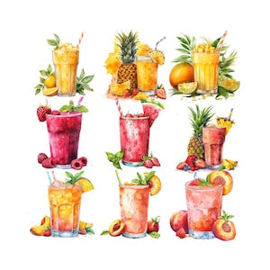 23 JUICY SMOOTHIE CLIPART, Png Summer Smoothie Clipart, Smoothie Wall ...