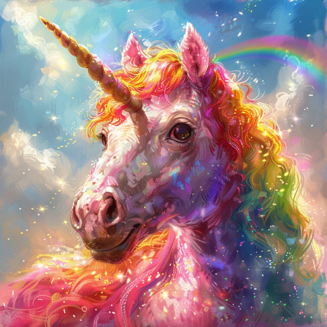 15 Rainbow Unicorn Clipart, Crazy Unicorn Clip Art, Watercolor Unicorn, Glitters Unicorn, for ...