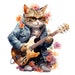 12 Rocker Cat Cliparts, PNG Rockstar Cat Image, Cat Musician, Cat ...