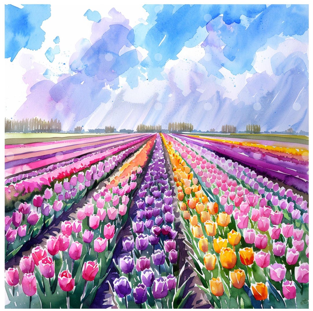 12 Amazing Tulips Clipart, Tulips Clip Art, Tulip Field Art, Watercolor ...