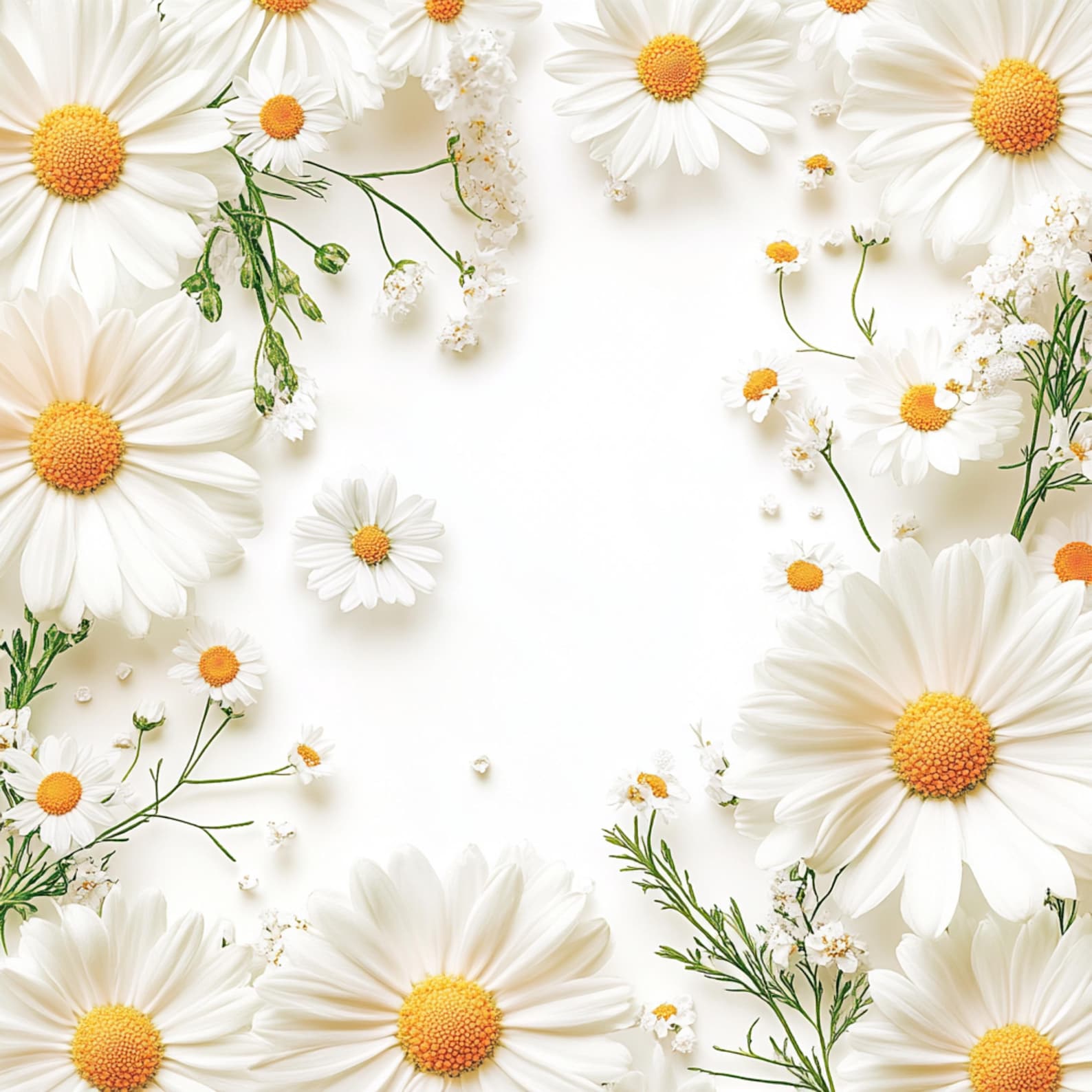 Daisy Frame Clipart: Watercolor Floral Borders (JPG Digital Art) - Etsy