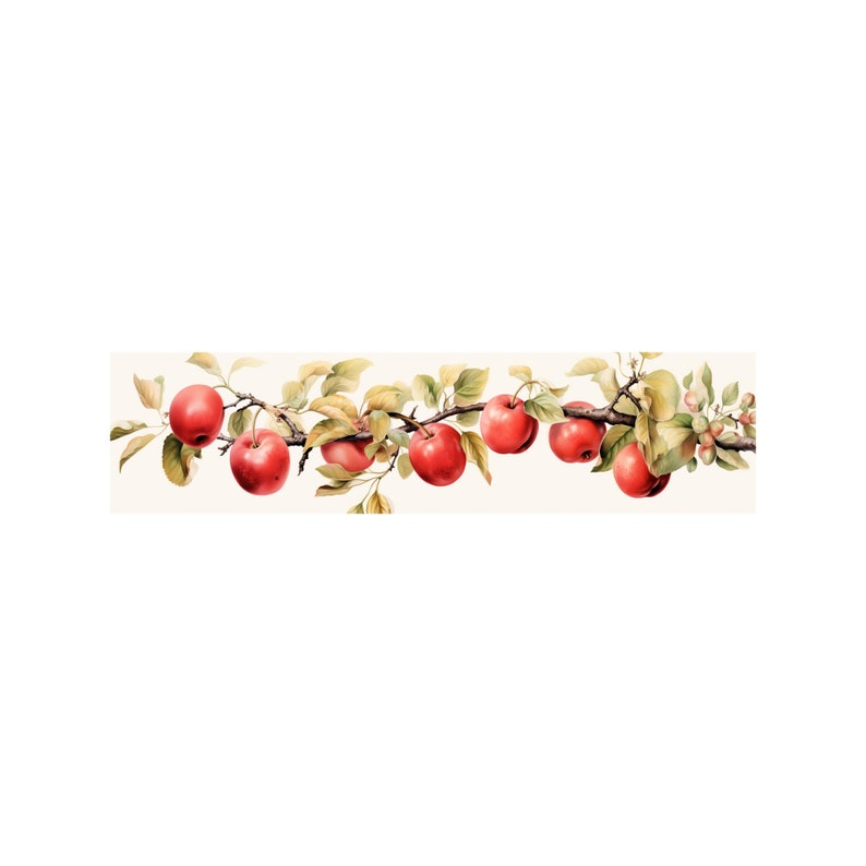 10 Apple Branch Border Clipart, Jpg and Png, Watercolor Apple Flowers ...
