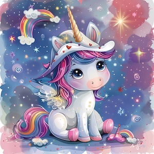 12 Rainbow Unicorn Clipart, Unicorn Clip Art Cloud, Cute Unicorn Stars ...