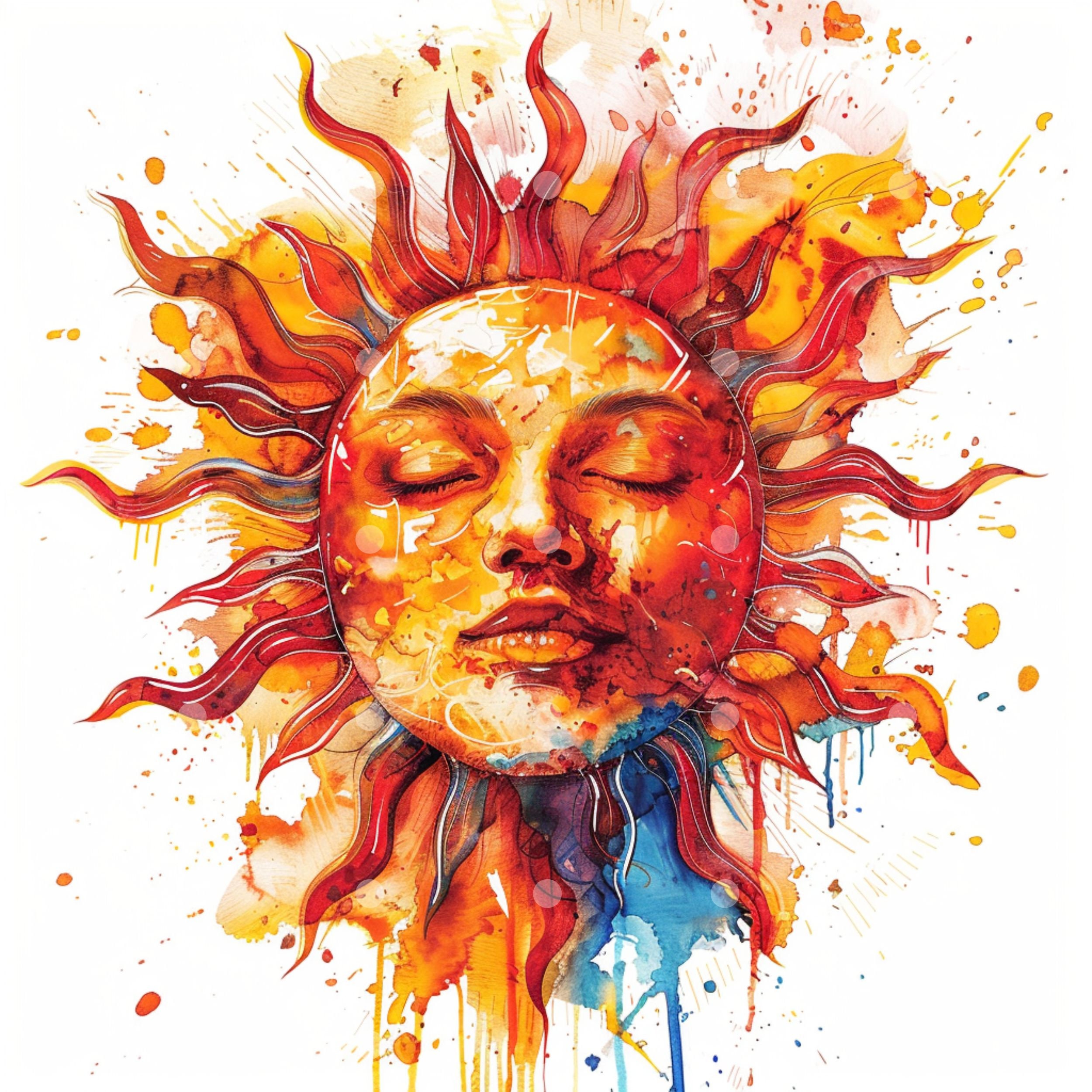 16 the Sun Clipart, JPG Clipart. Watercolor Sun. Printable Watercolor ...