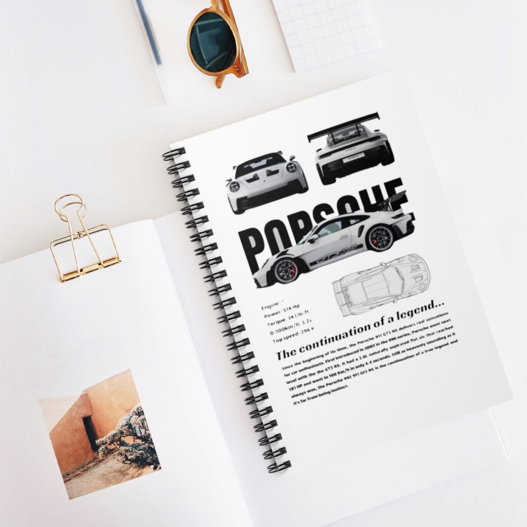 Porsche 911 Gt3rs Spiral Notebook Ruled Line - Etsy