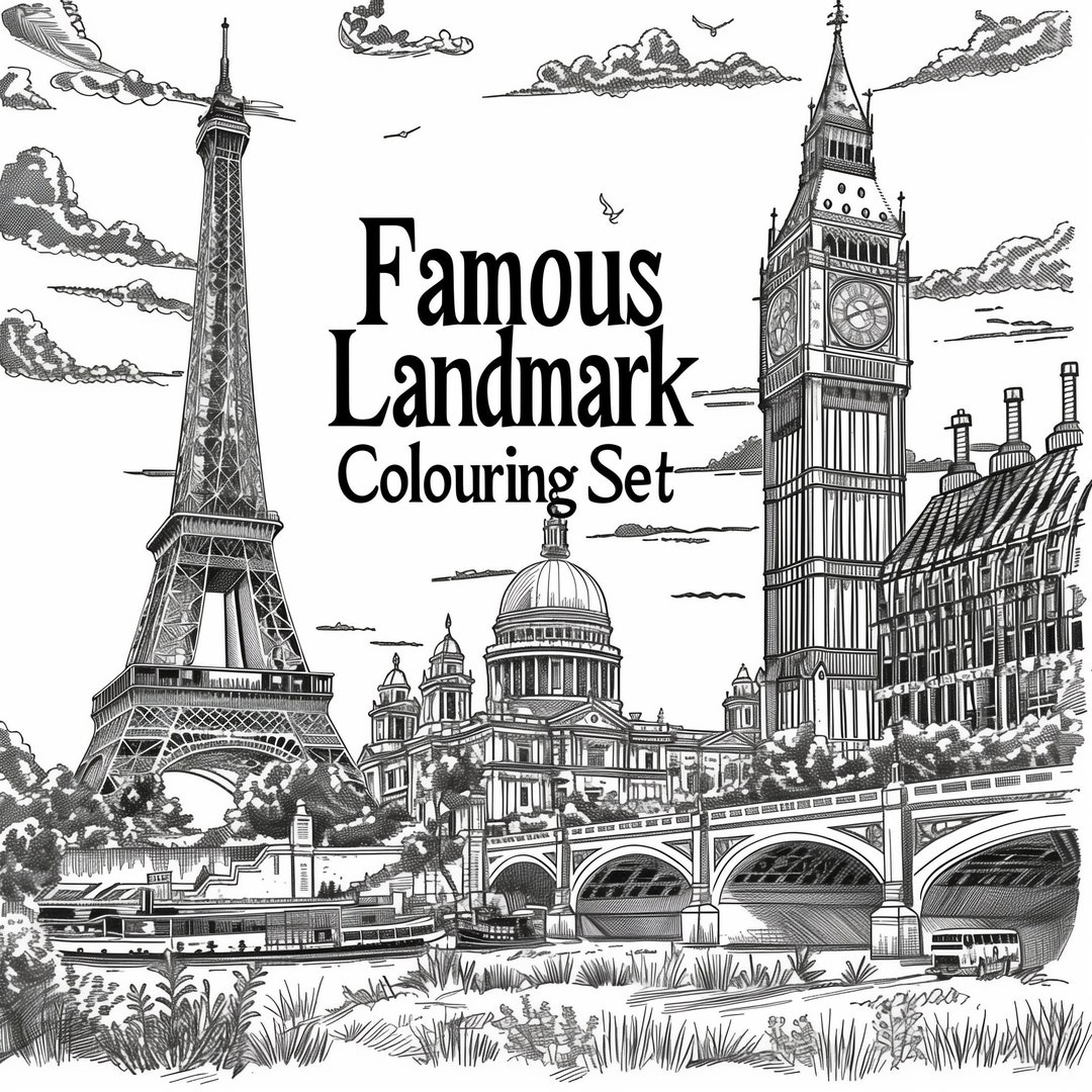 Famous Landmarks Colouring Pages, 5 Pack Printable Bundle, Colouring ...