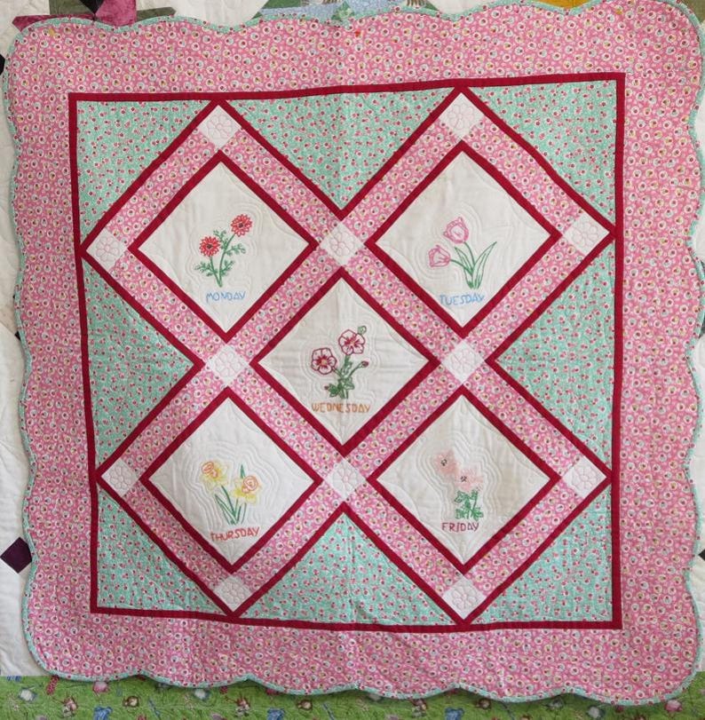 Vintage Days of Week Table Topper - Etsy