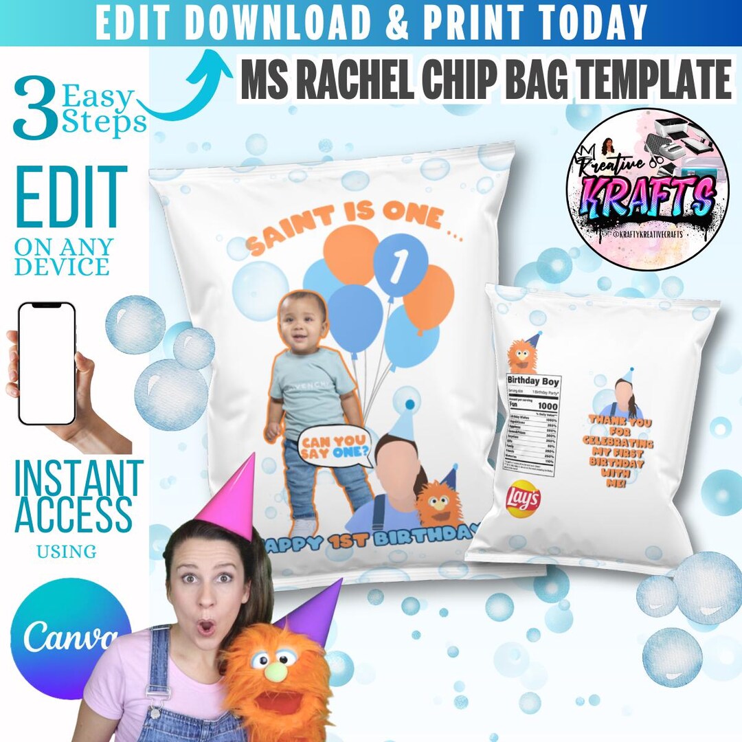 Ms Rachel Chip Bag, Ms Rachel Birthday Decor, Instant Download - Etsy ...