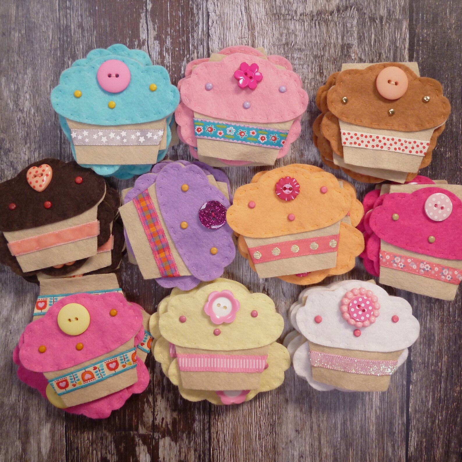 Handmade Felt Cupcake Embellishments ( Patch Topper Applique ) - Etsy