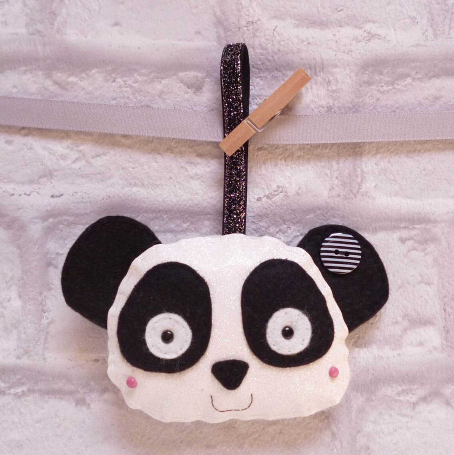 Panda Decoration Ornament HANDMADE panda bear CUTE black and | Etsy