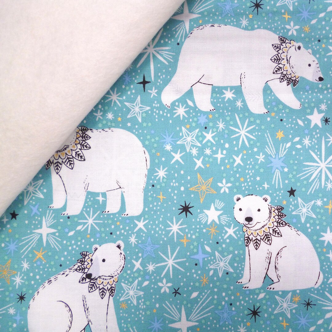 Arctic Fabric Felt : Turquoise Polar Bears on White - Etsy