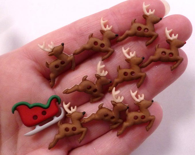 Reindeer & Sleigh Buttons: Sew-through Christmas Embellishments, Dress ...