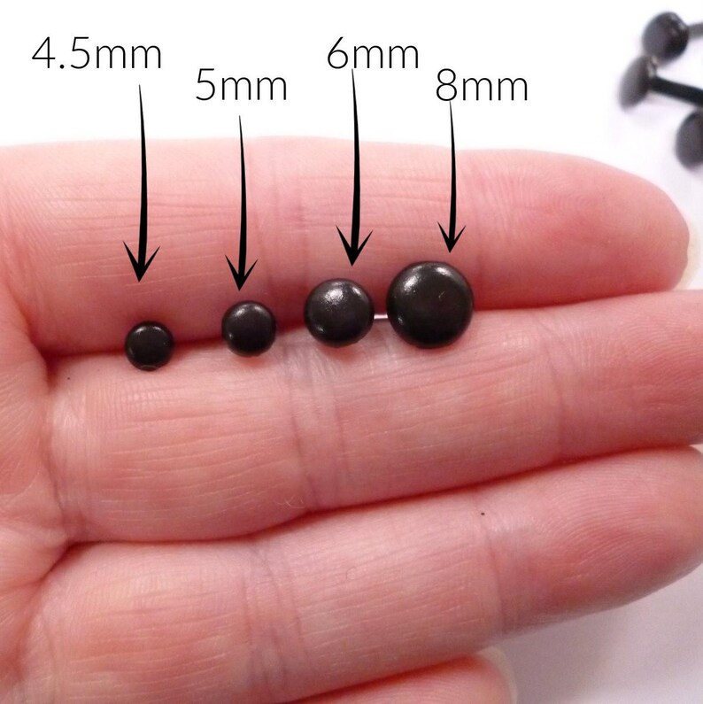 Mini Black Brads for Eyes 4.5mm 5mm 6mm 8mm Tiny - Etsy