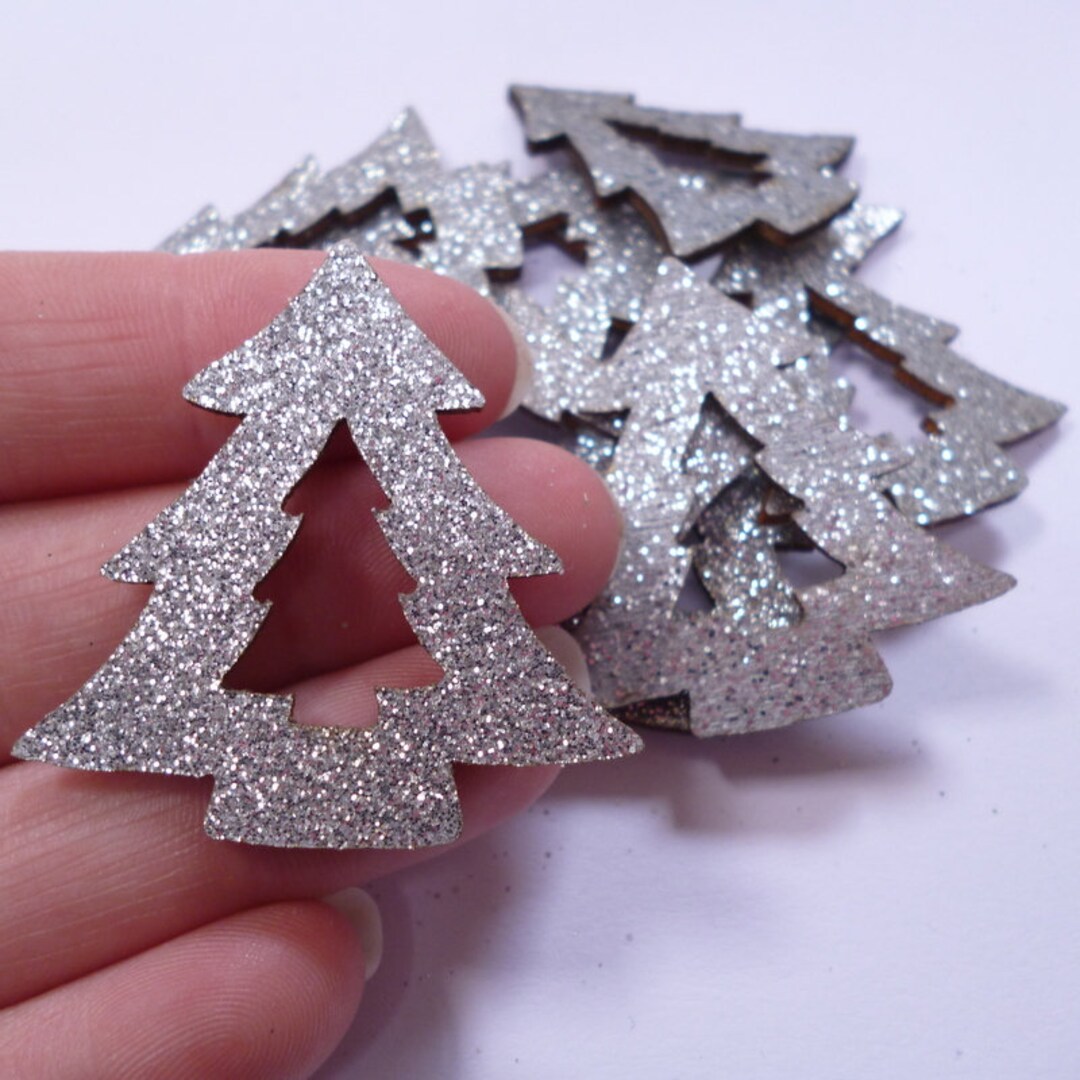Wooden Silver Glitter Trees - Etsy
