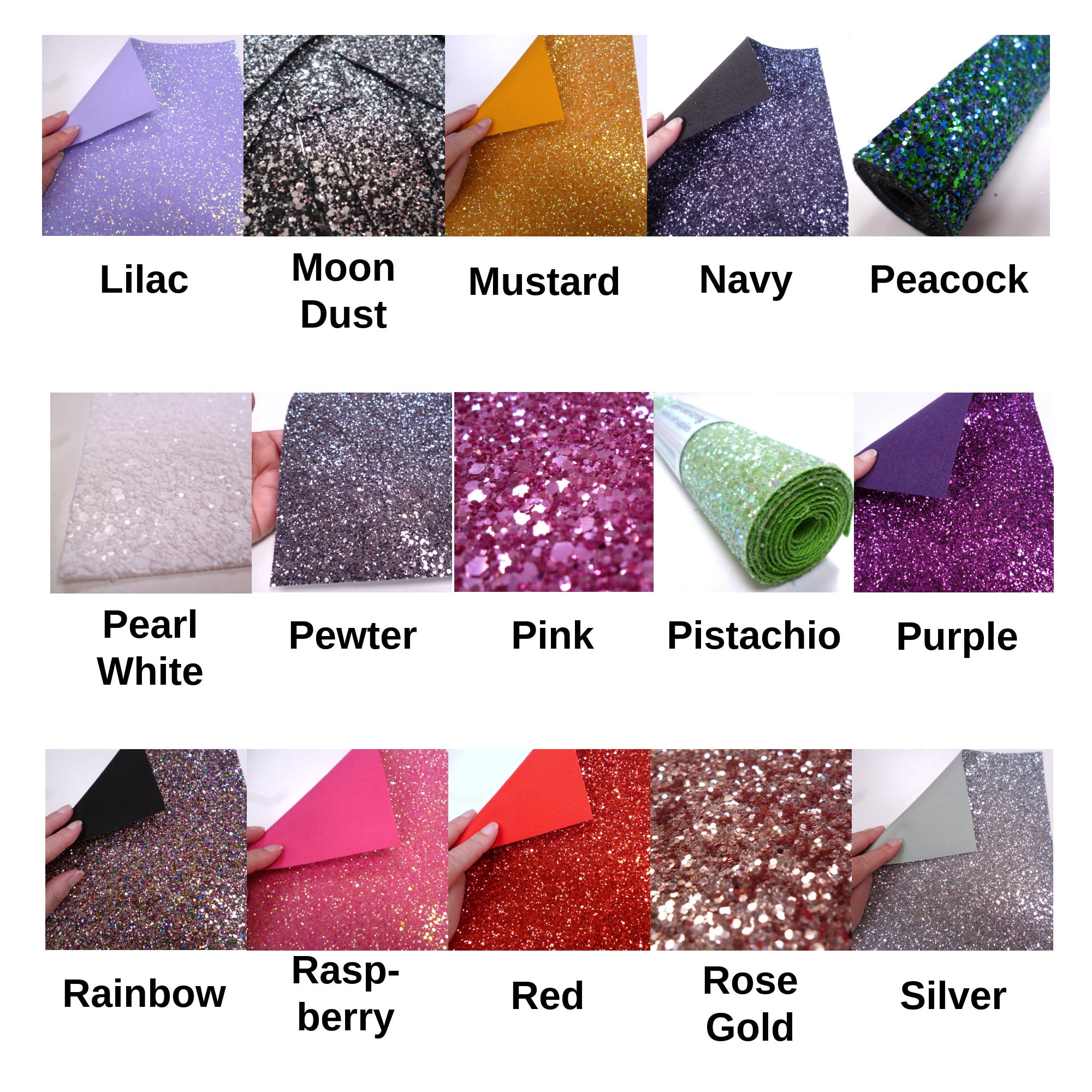 Chunky Glitter Fabric Material | Sheets or Mini Rolls | Choose From 32 ...