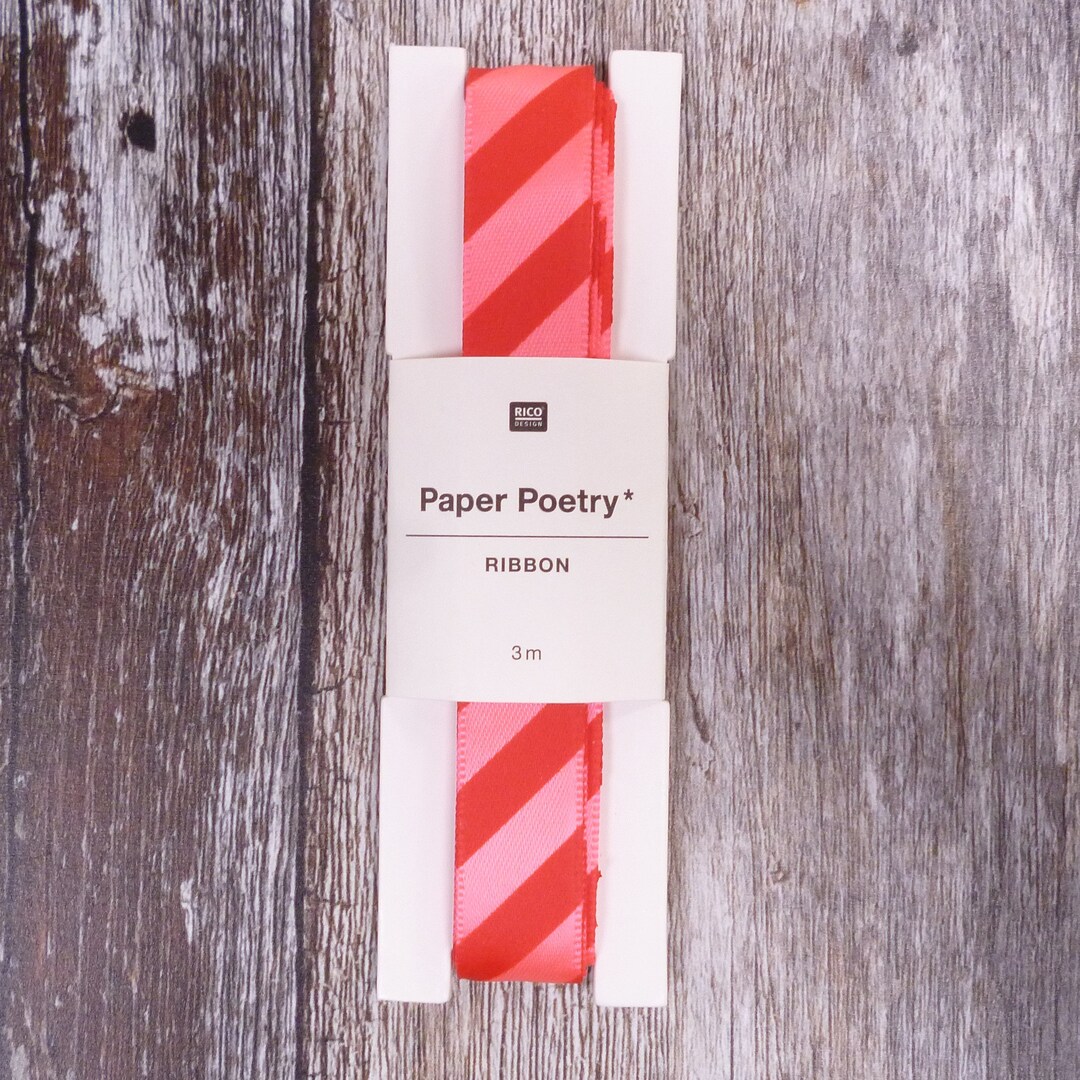 Satin Neon Ribbon on a Card Spool 3m : Red & Pink Stripes - Etsy