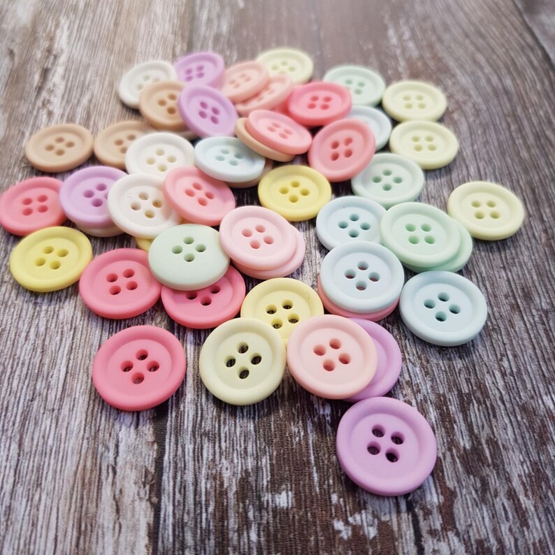 Four Hole Button Pack : 50 Buttons 15mm PASTELS Colour MIX - Etsy