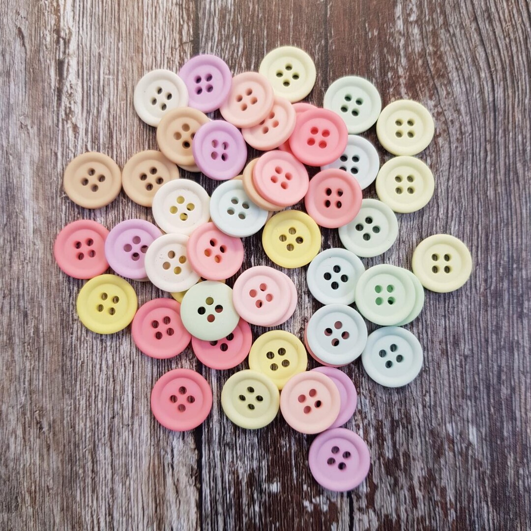Four Hole Button Pack : 50 Buttons 15mm PASTELS Colour MIX - Etsy