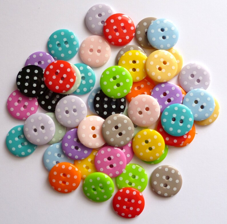 Medium Polka Dot Buttons MIXED BAG of 50 - Etsy