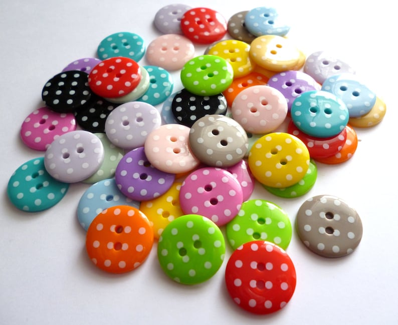 Medium Polka Dot Buttons MIXED BAG of 50 - Etsy