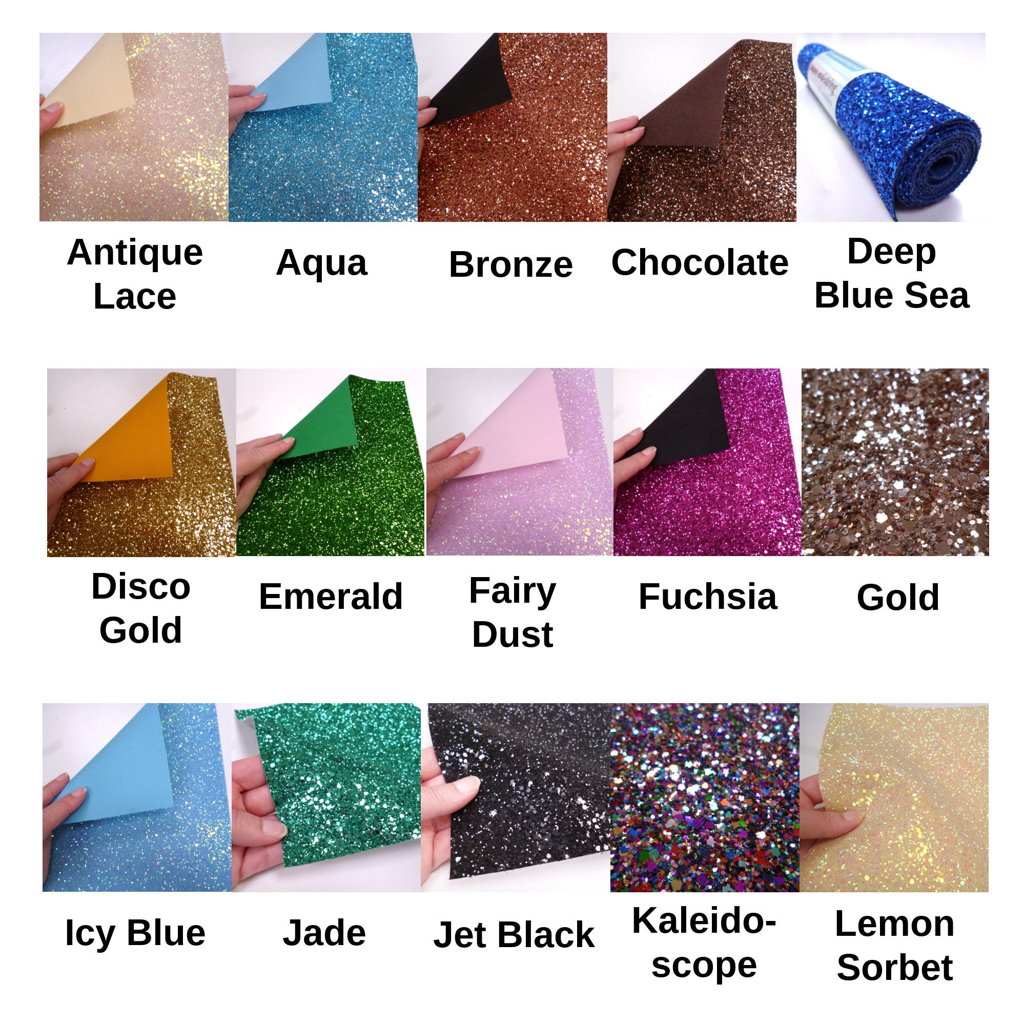 Chunky Glitter Fabric Material | Sheets or Mini Rolls | Choose From 32 ...