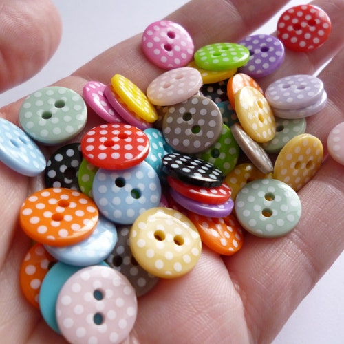 Medium Polka Dot Buttons MIXED BAG of 50 | Etsy