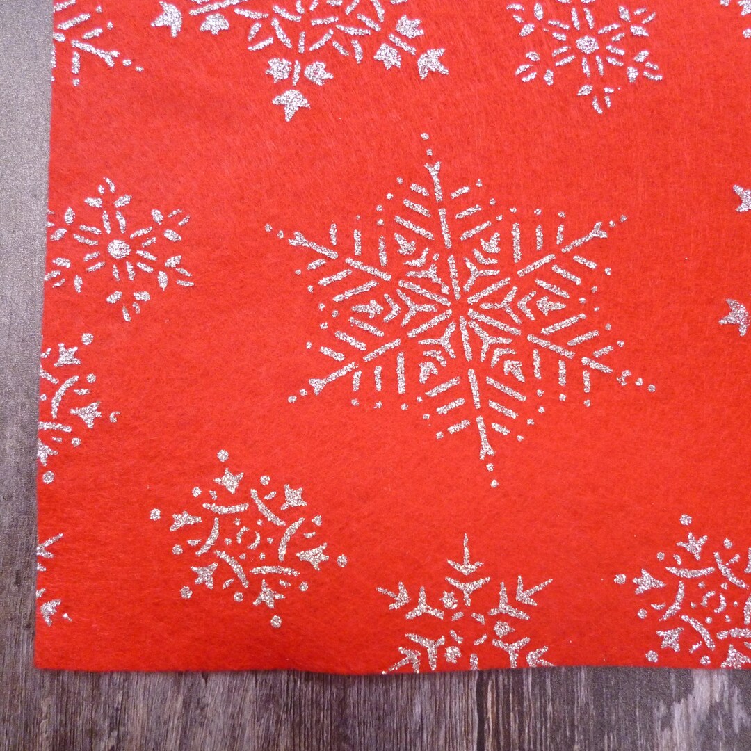 Red Snowflake Glitter Felt Sheets - Etsy