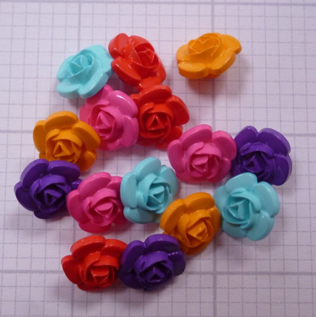 Rose 3D Shaped Buttons - Bright Colours - Etsy