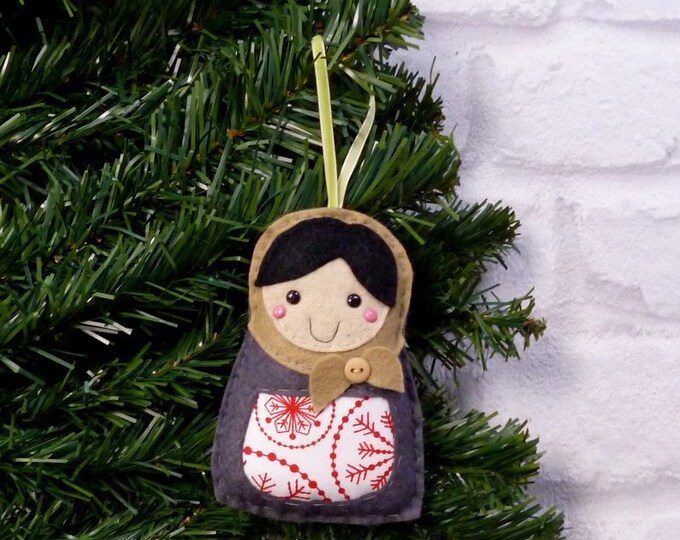 DIY Kit Russian Doll (scandi) Christmas Decoration Sewing Kit With Pre ...