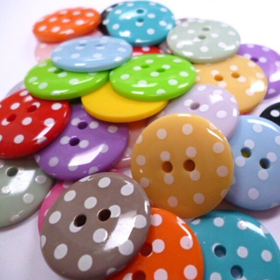 Medium Polka Dot Buttons MIXED BAG of 50 | Etsy