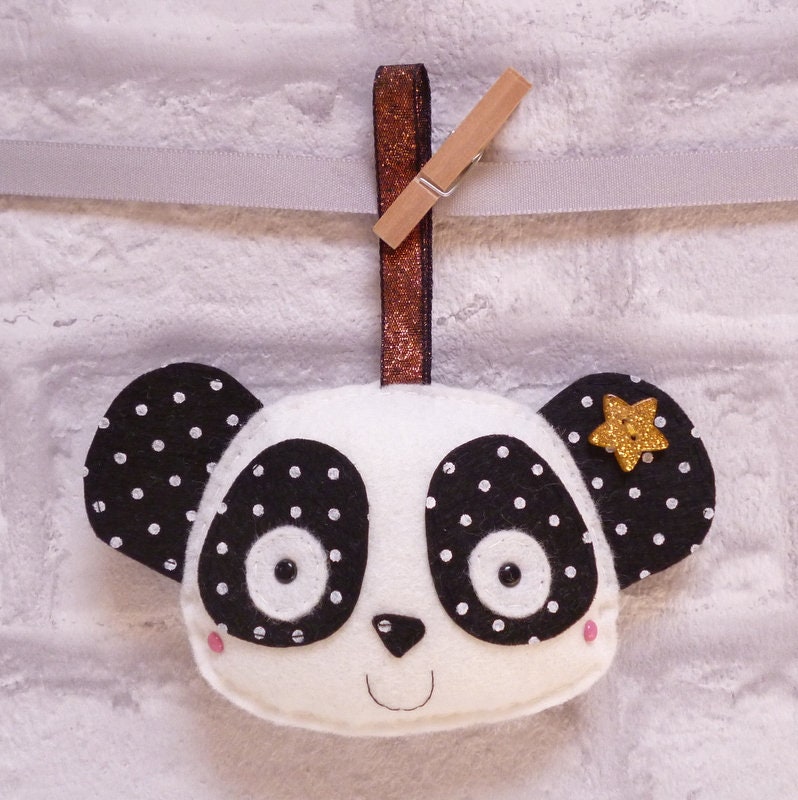 Panda Decoration Ornament HANDMADE panda bear CUTE black and | Etsy