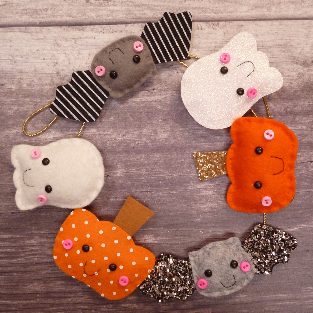 PDF Pattern HALLOWEEN Cute Bat, Ghost and Pumpkin Felt Sewing Craft ...