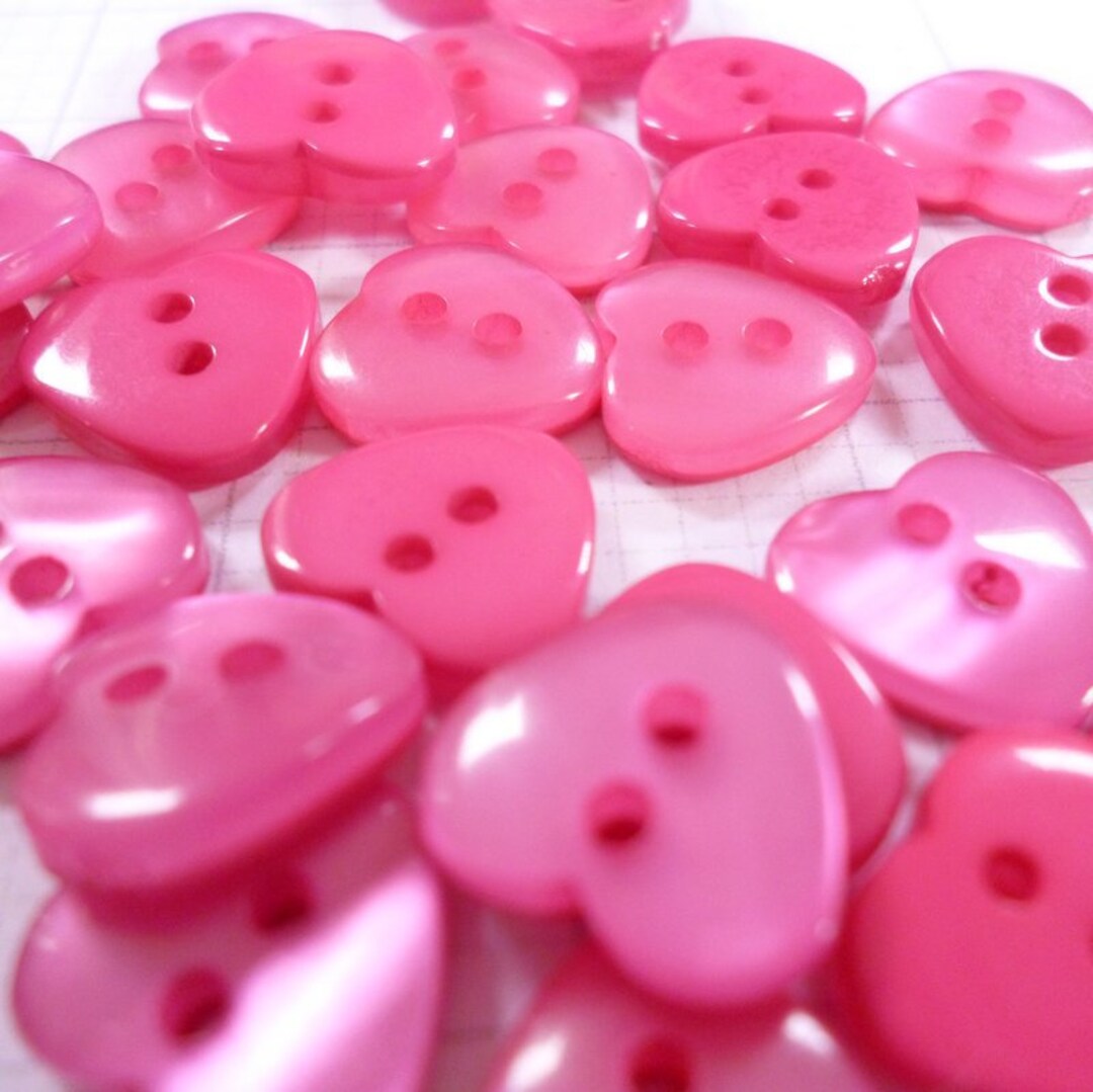 Pink Hearts Pack of Buttons - Etsy