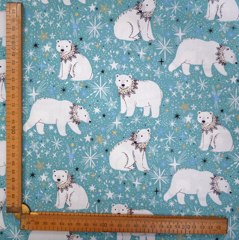 Arctic Fabric Felt : Turquoise Polar Bears on White - Etsy