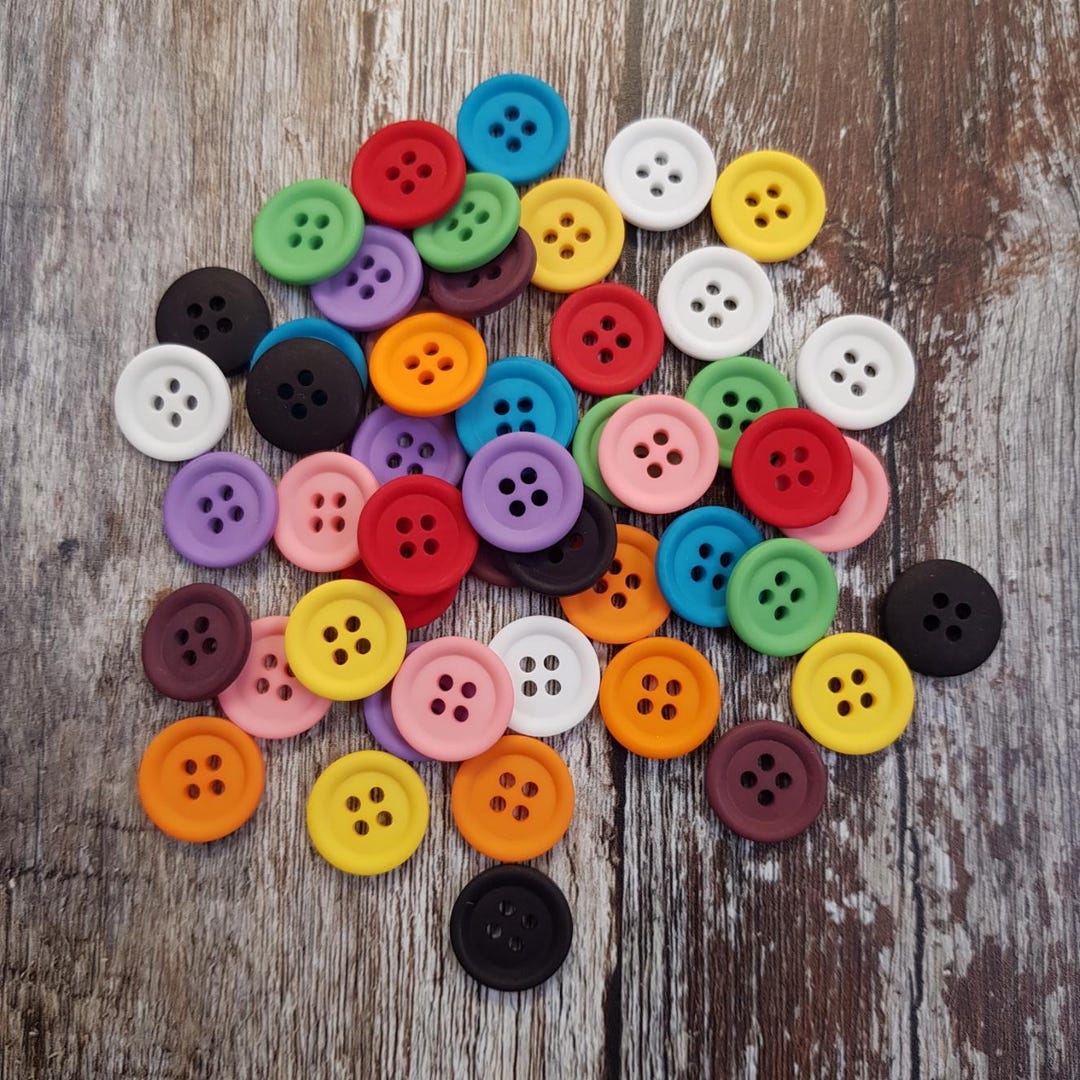 Four Hole Button Pack : 50 Buttons 15mm BASICS Colour MIX - Etsy
