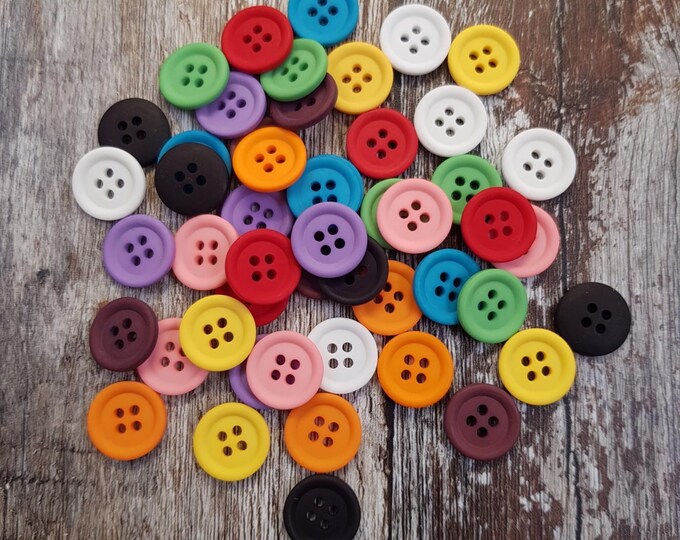 Four Hole Button Pack : 50 Buttons 15mm BASICS Colour MIX - Etsy UK