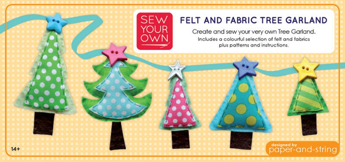 Felt & Fabric Tree Garland Large Kit Felt Sewing Kit - Etsy