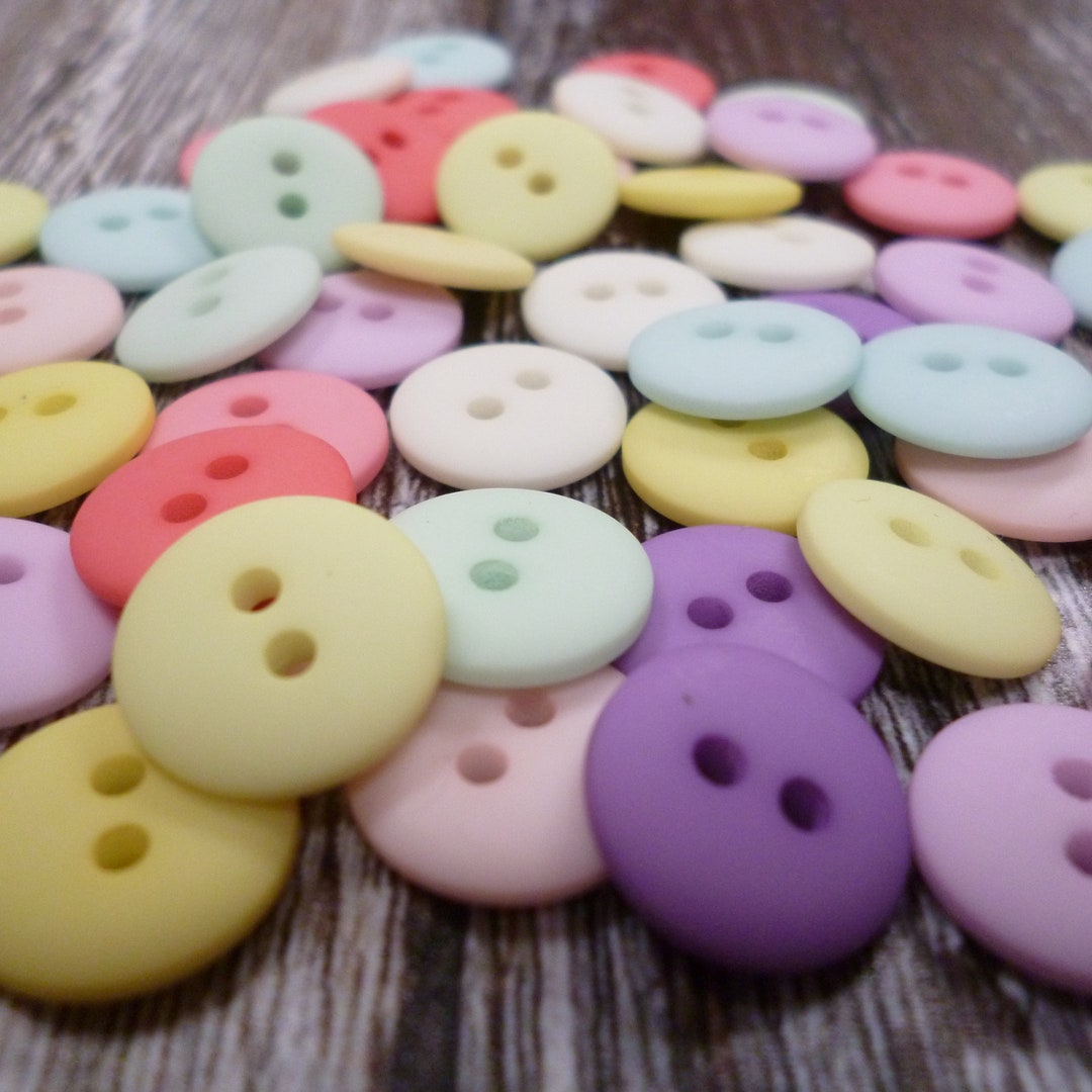Smartie Button Pack : 50 Buttons PASTEL Colour MIX - Etsy UK