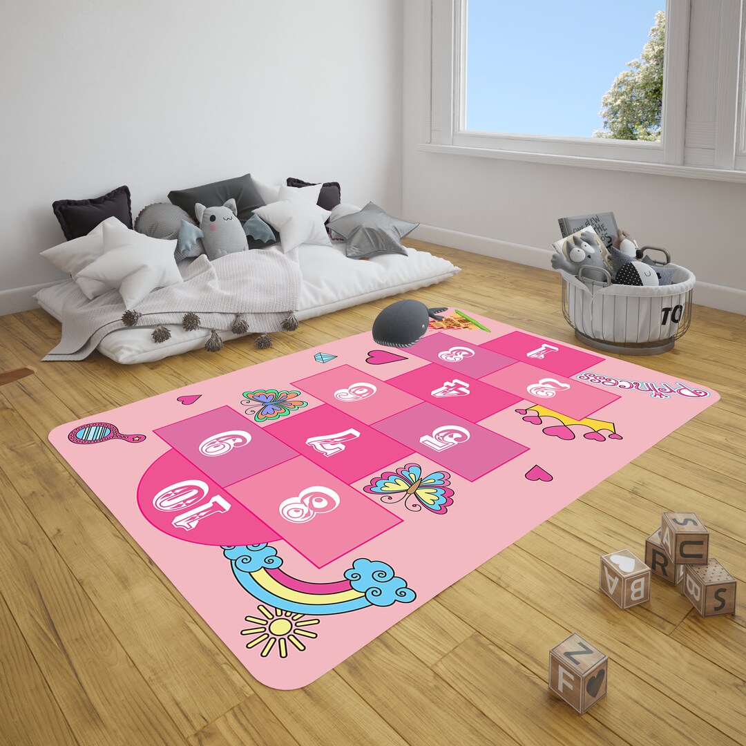Hopscotch Play Mat,children's Room Carpet, Princess Butterfly and ...