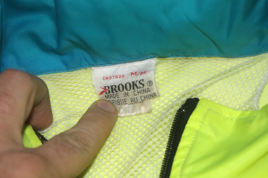 Brooks Black Blue Neon Yellow Windbreaker Jacket Medium - Etsy